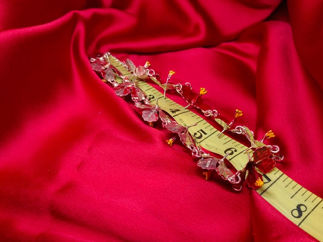 Red Meena Joba / 1inch Hibiscus Flower Garland (Mala) For Idol