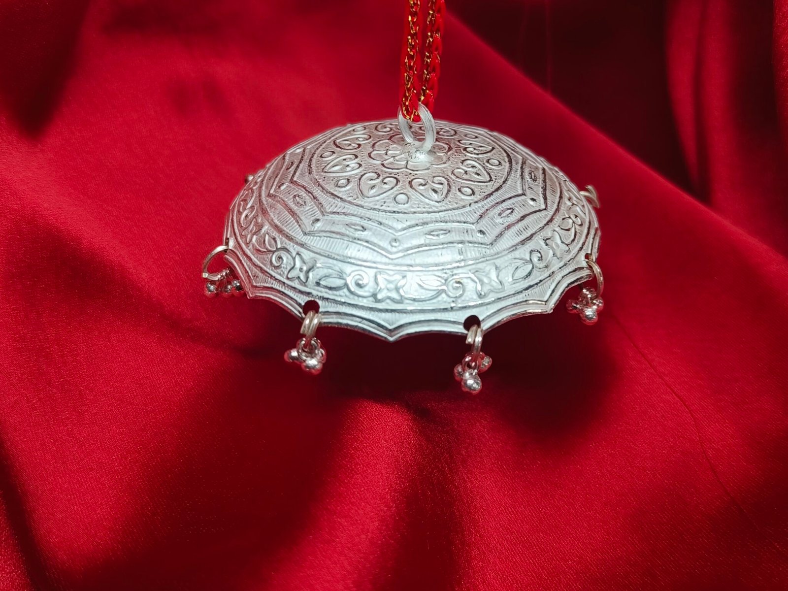 Silver Chatra/Chattar With Attached Hook And Ghunghroo