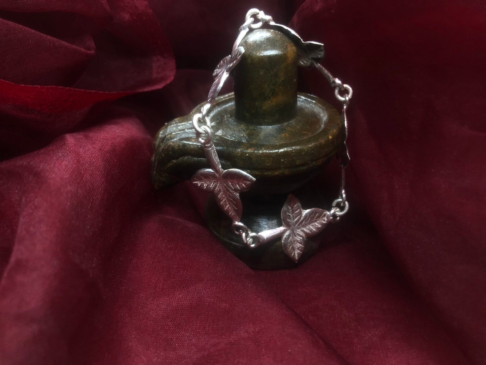 Pure Silver 1″ Belpatra/Belpata/Bilva Leaves Garland/Mala