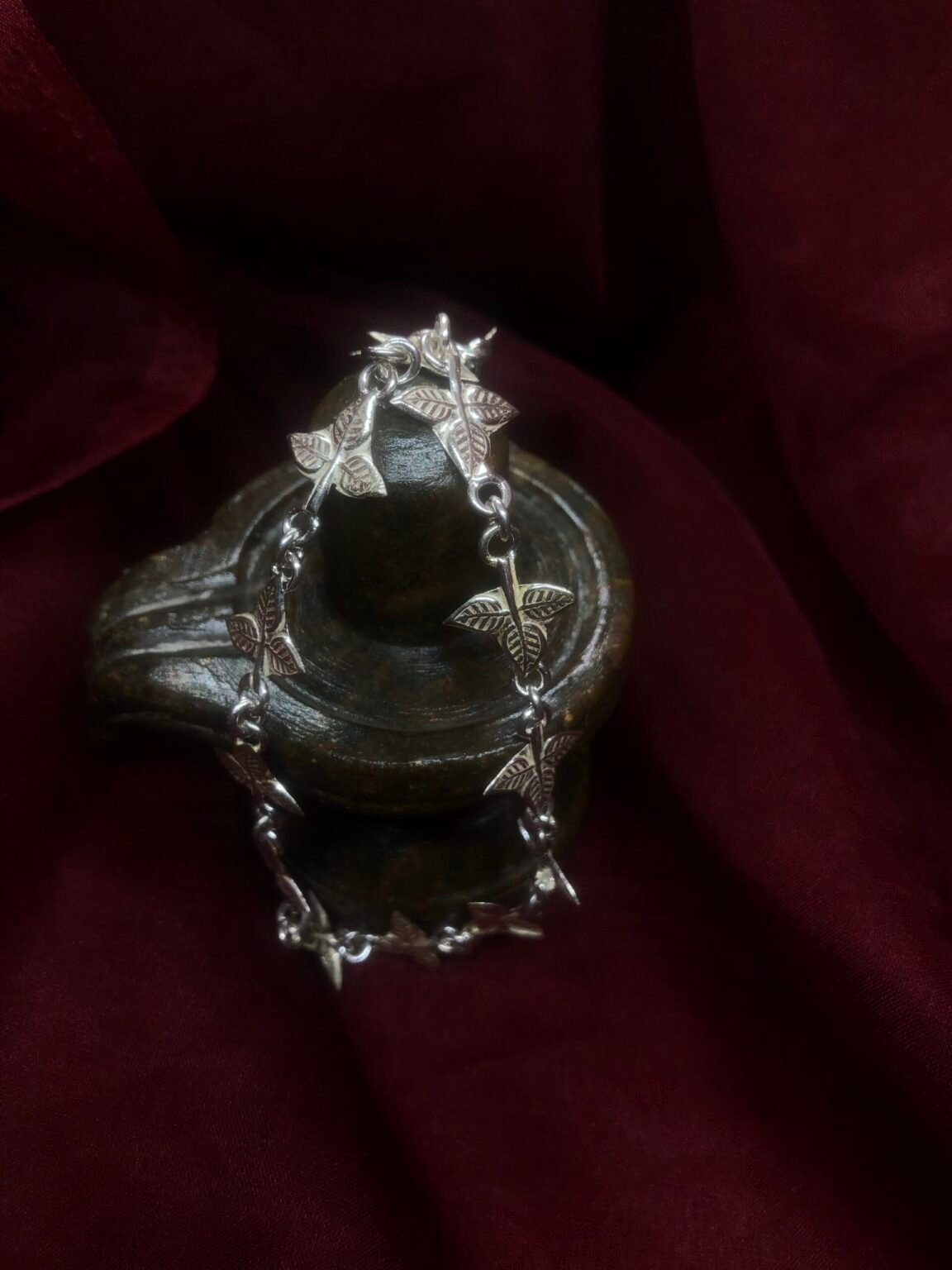 Pure Silver 1″ Belpatra/Belpata/Bilva Leaves Garland/Mala