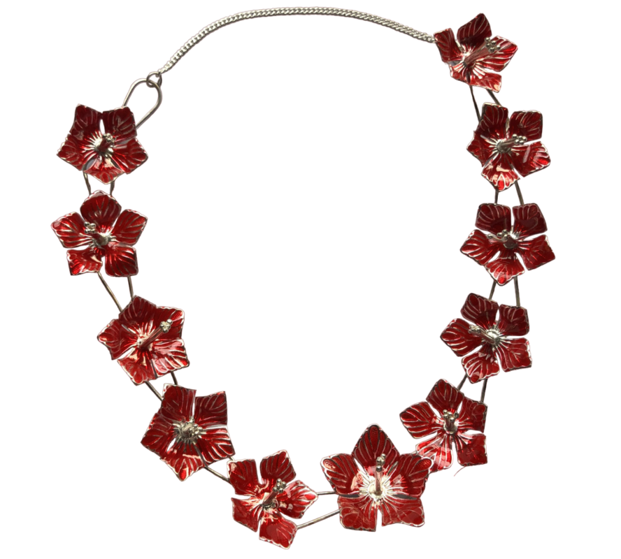 Red Meena Joba / Hibiscus Flower Garland (Mala) for Idol