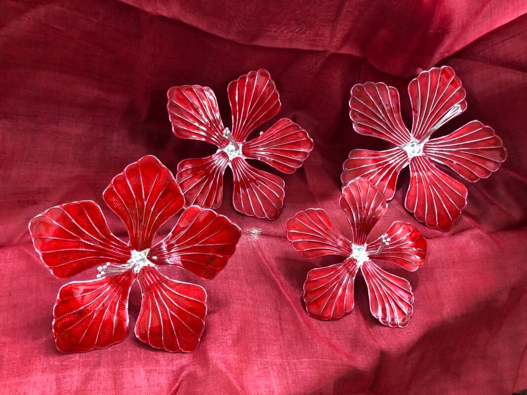 Gahenaz Silver Hibiscus Flower Red / Jaswandi/Meena Joba/ Joba/ Lal Joba