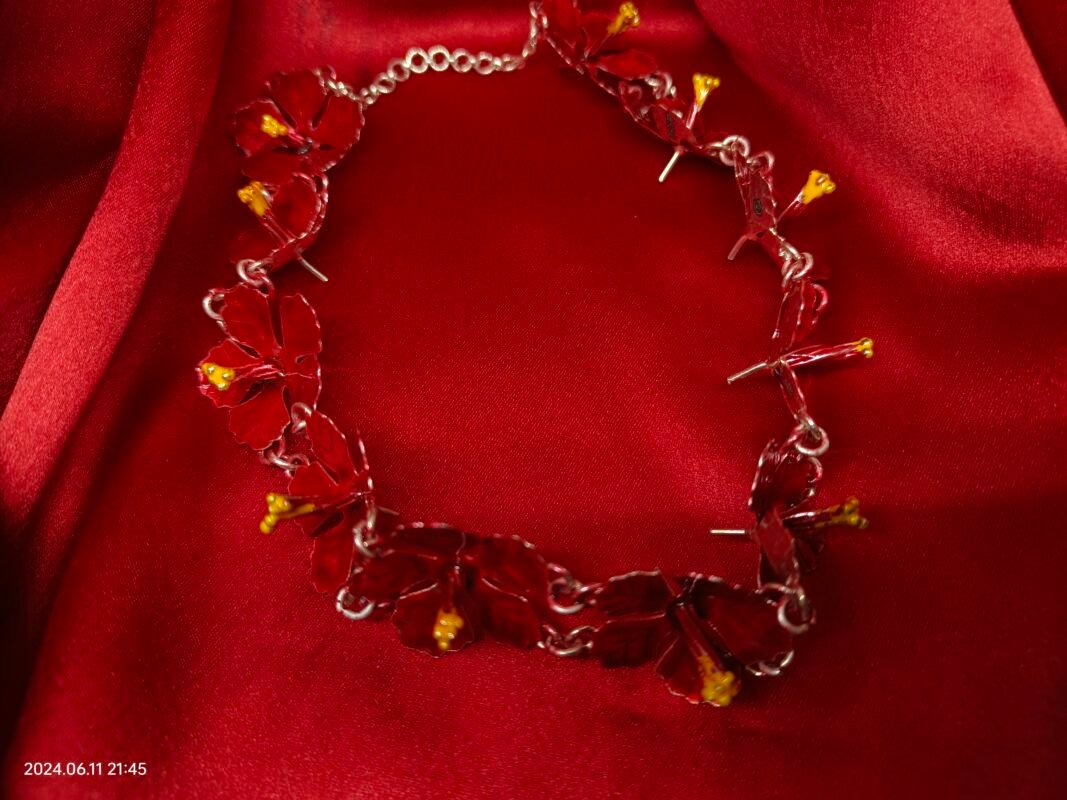 Red Meena Joba / Hibiscus Flower Garland (Mala) for Idol
