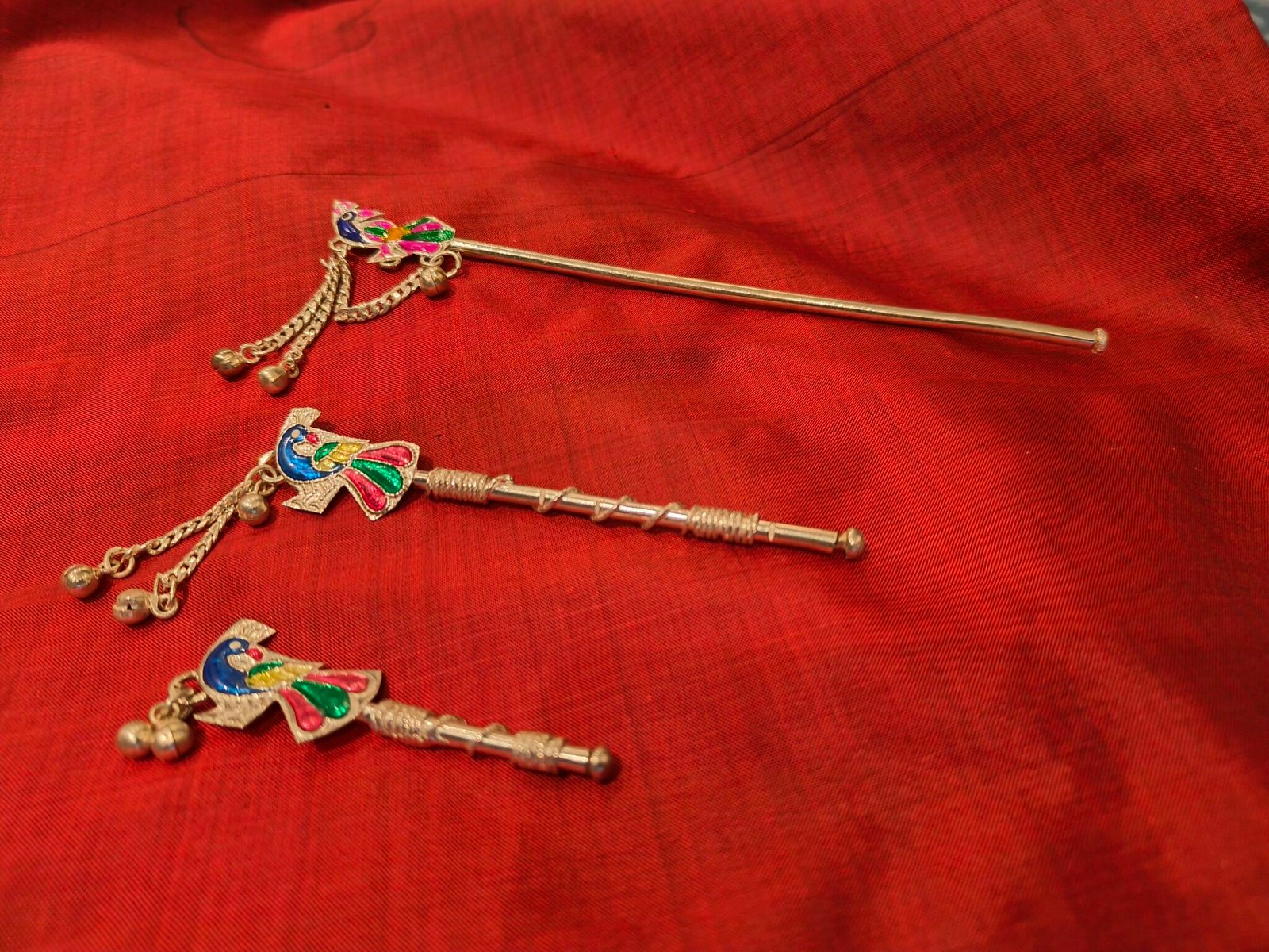 Gahenaz Silver Mayur / Peacock Meena Flute /Bashi For Krishna / Kanha