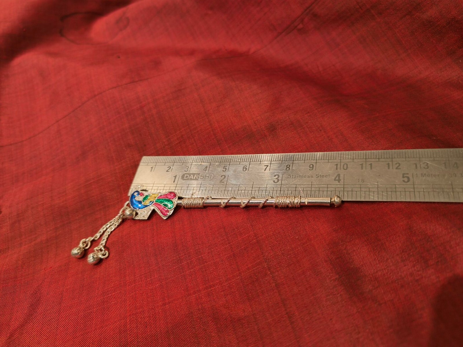 Gahenaz Silver Mayur / Peacock Meena Flute /Bashi For Krishna / Kanha