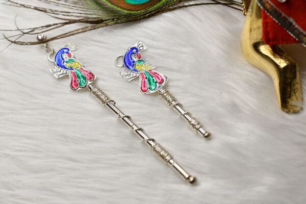 Mayur / Peacock Meena Flute /Bashi for Krishna - Gahenaz Silver ...
