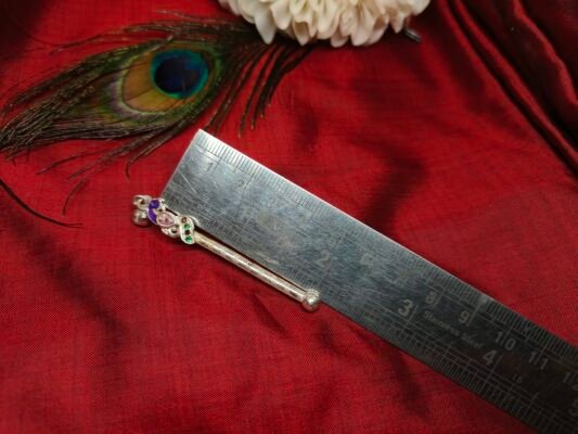 Gahenaz Silver Peacock Bashi 2inch / Flute For Laddu Gopal / Kanha