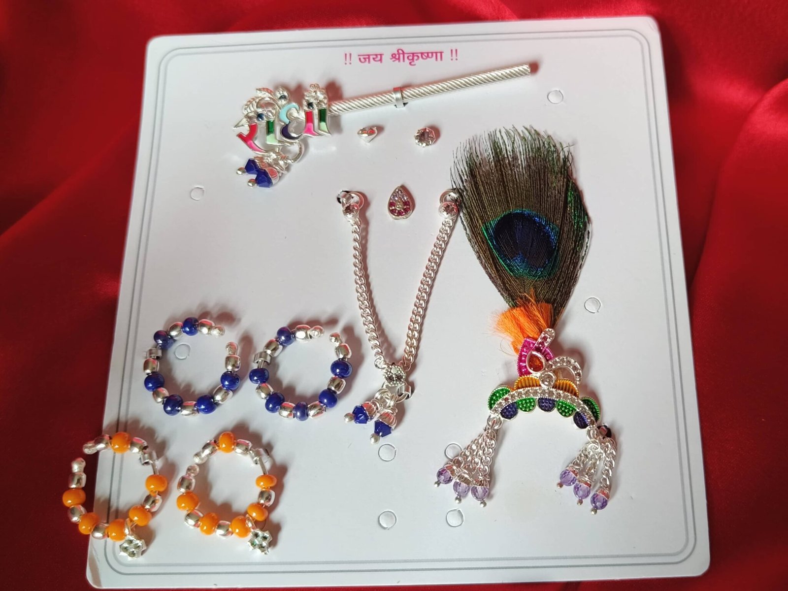 Krishna/ Laddu Gopal Jewellery Set With Radha Flute - Gahenaz Silver ...
