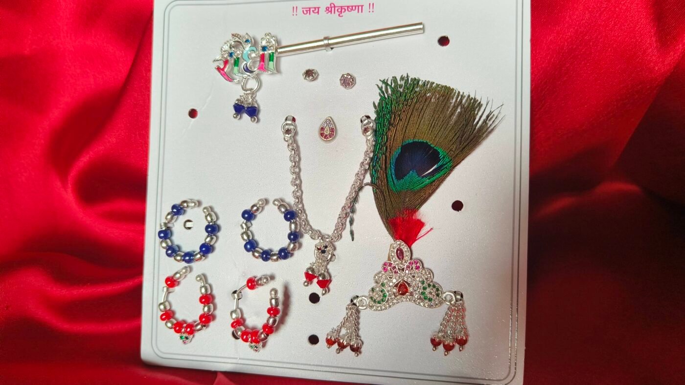 Krishna/ Laddu Gopal Jewellery Set With Radha Flute - Gahenaz Silver ...